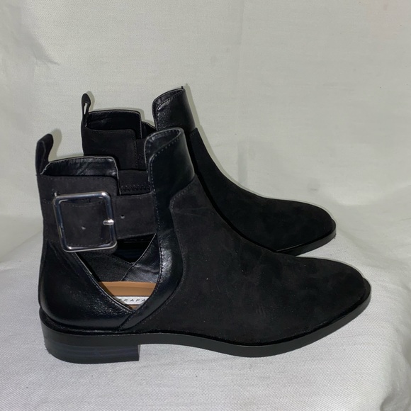 Zara | Shoes | Zara Black Suede Going Out Boots With Buckle Booties Sz ...